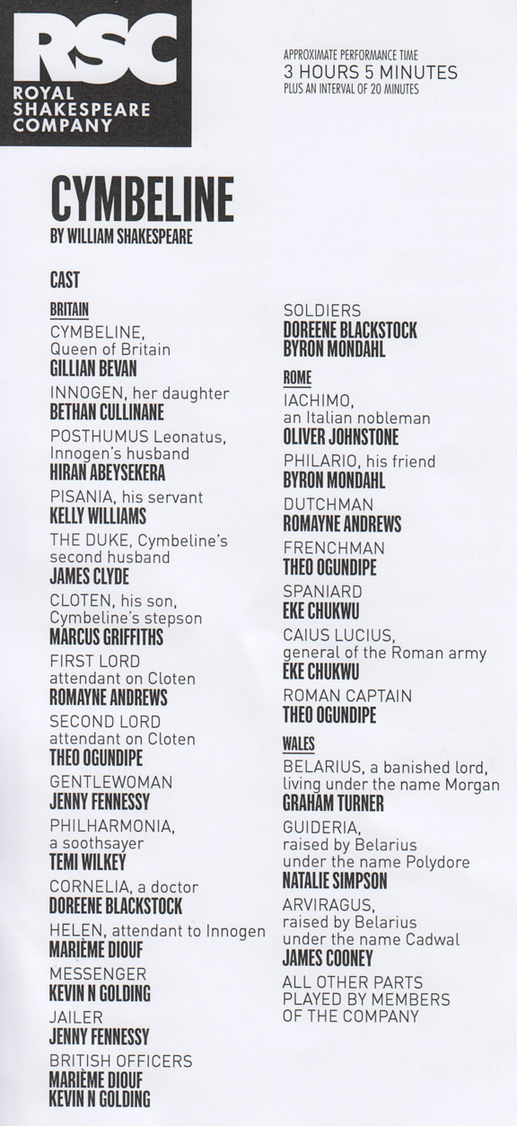 Cymbeline – RSC 2016 | Peter Viney's Blog